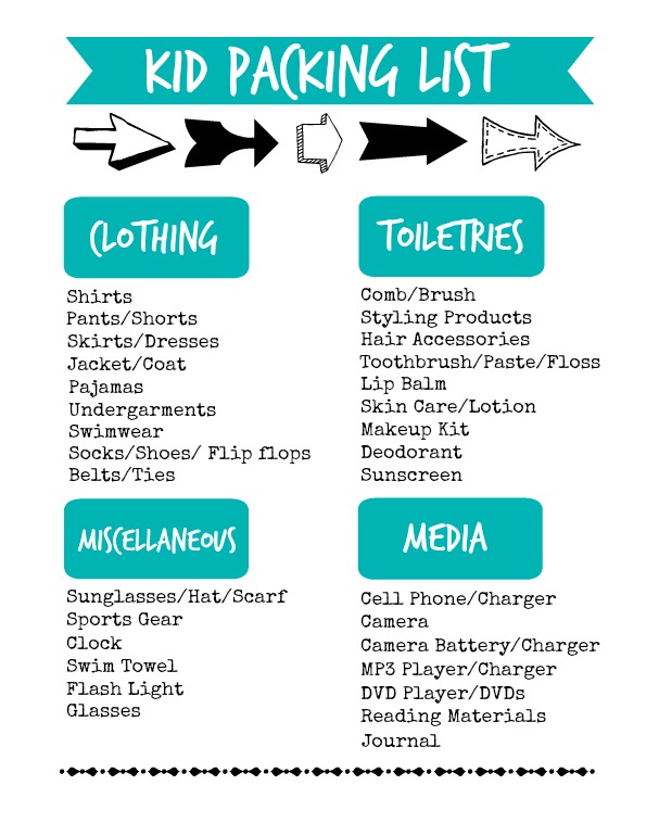 Kid Packing List Printable Organize And Decorate Everything Kid Packing List Printable Organize And Decorate Everything