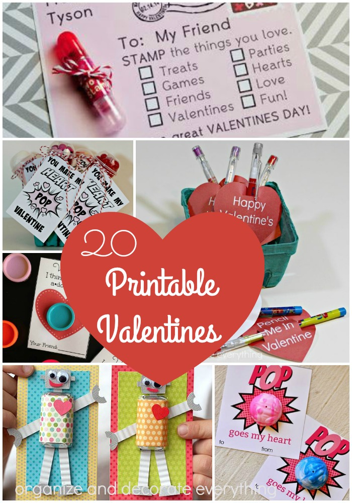 20 Printable Valentines for the Classroom - Organize and Decorate ...