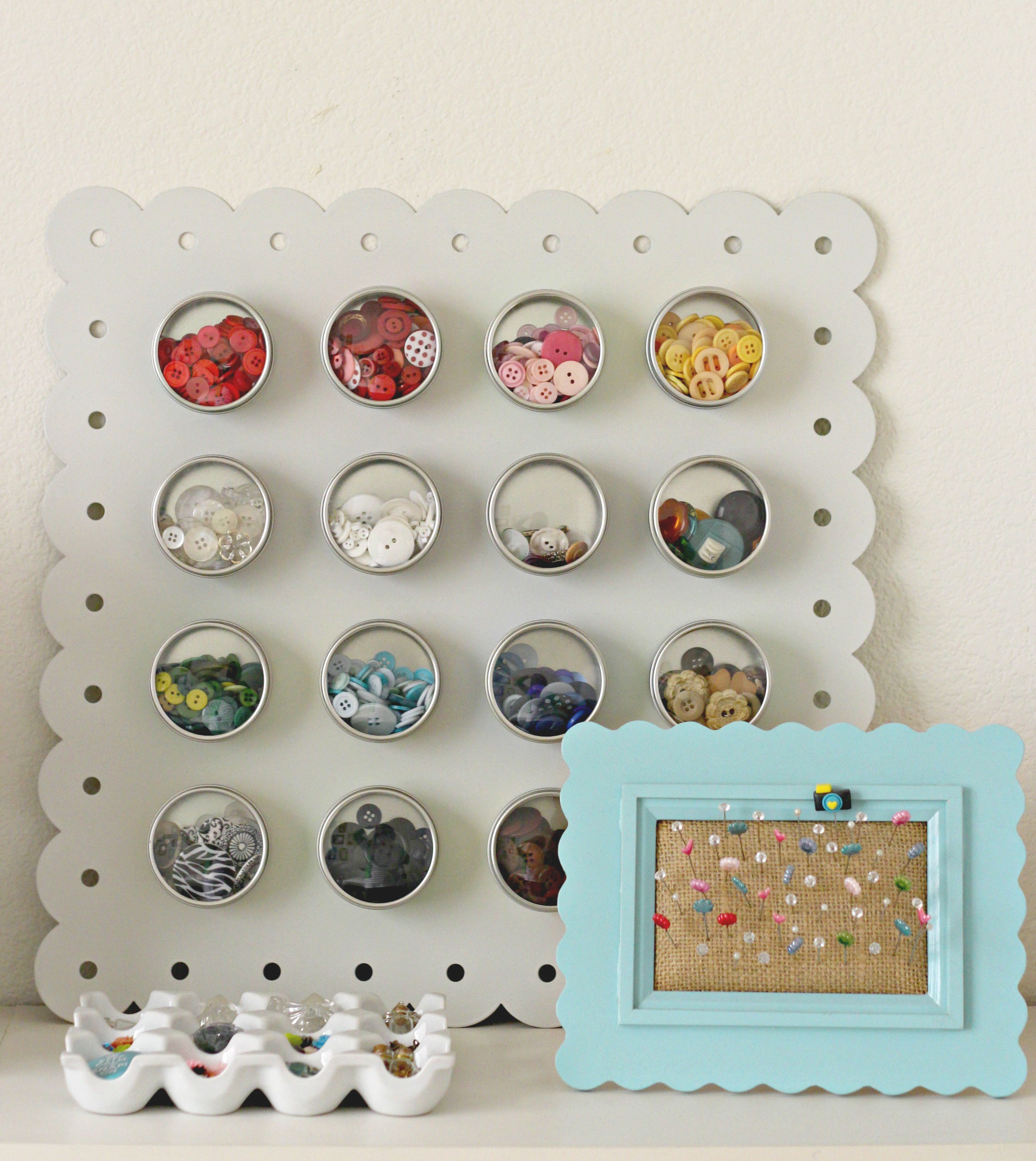 Craft Room Tour Button and Egg Crate Storage - Organize and Decorate ...