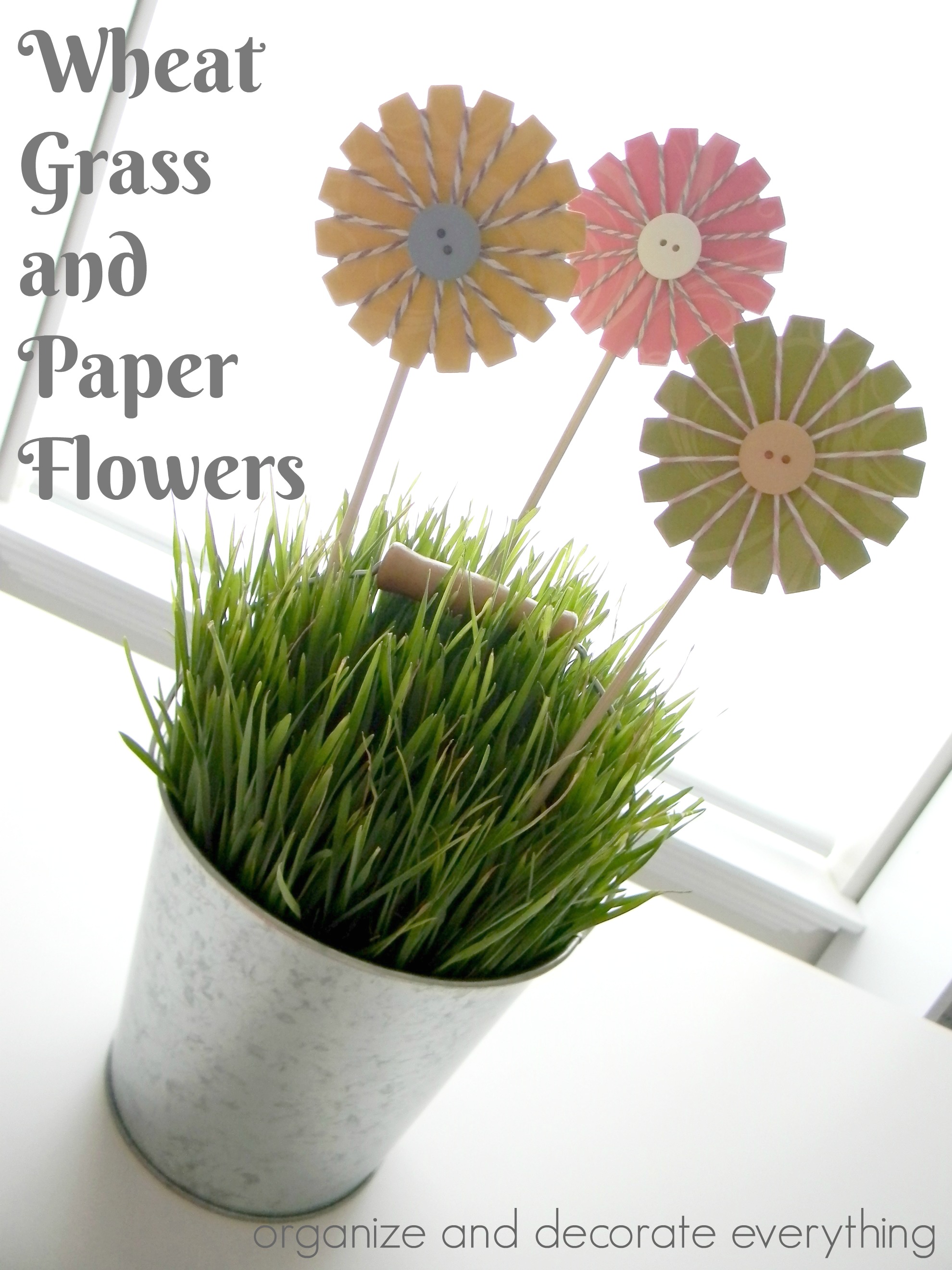 Wheat Grass and Paper Flowers - Organize and Decorate Everything