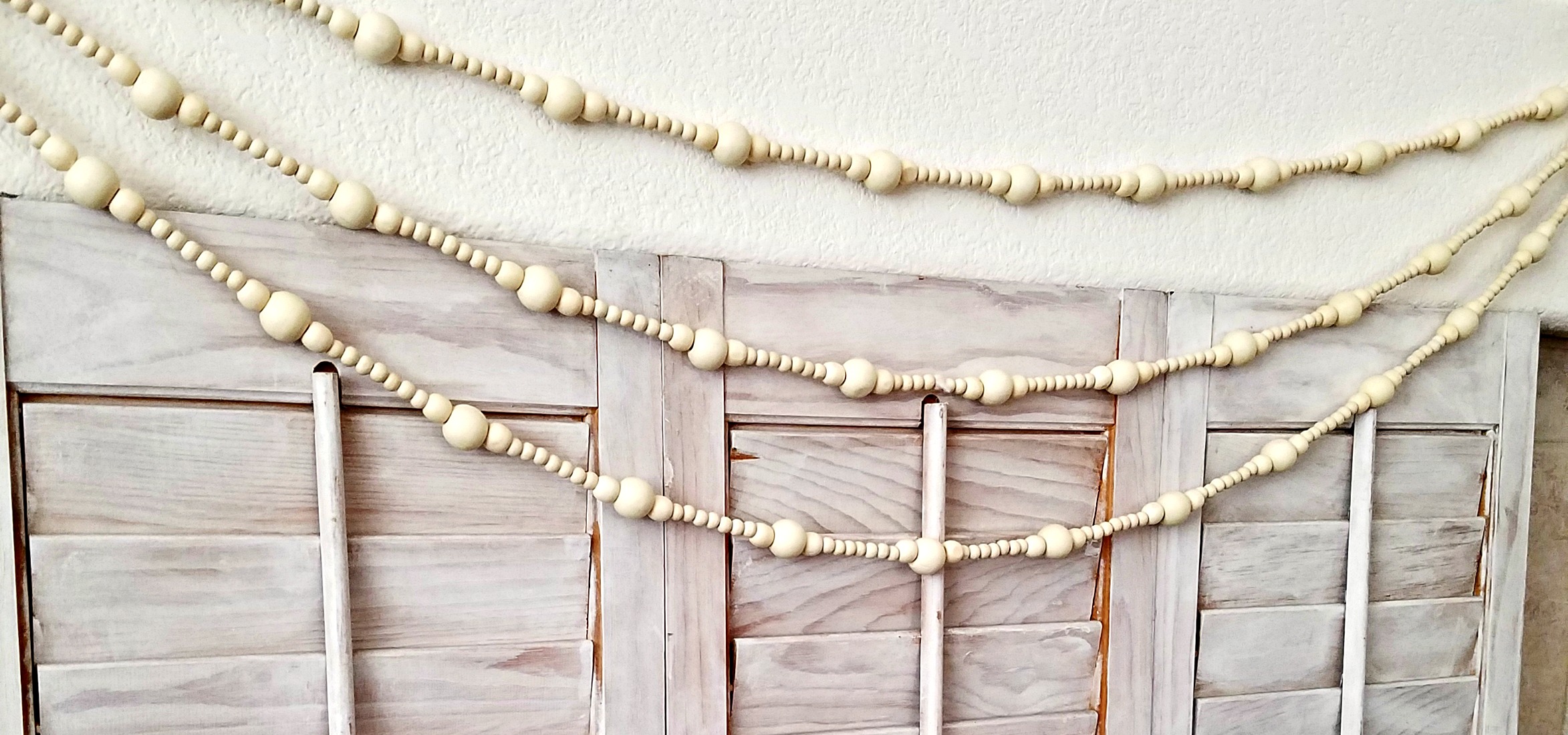Neutral Spring Mantel bead garland - Organize and Decorate Everything